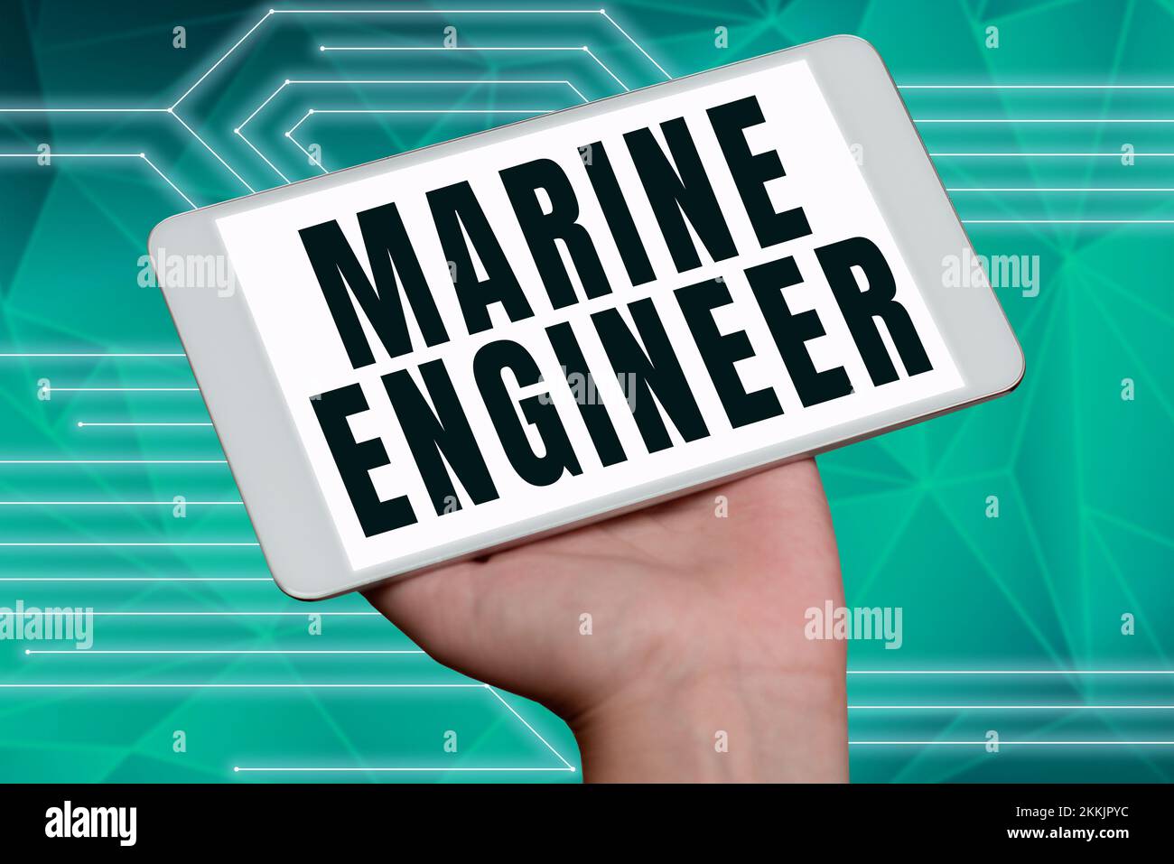 Hand writing sign Marine Engineer. Business concept incharge with ...
