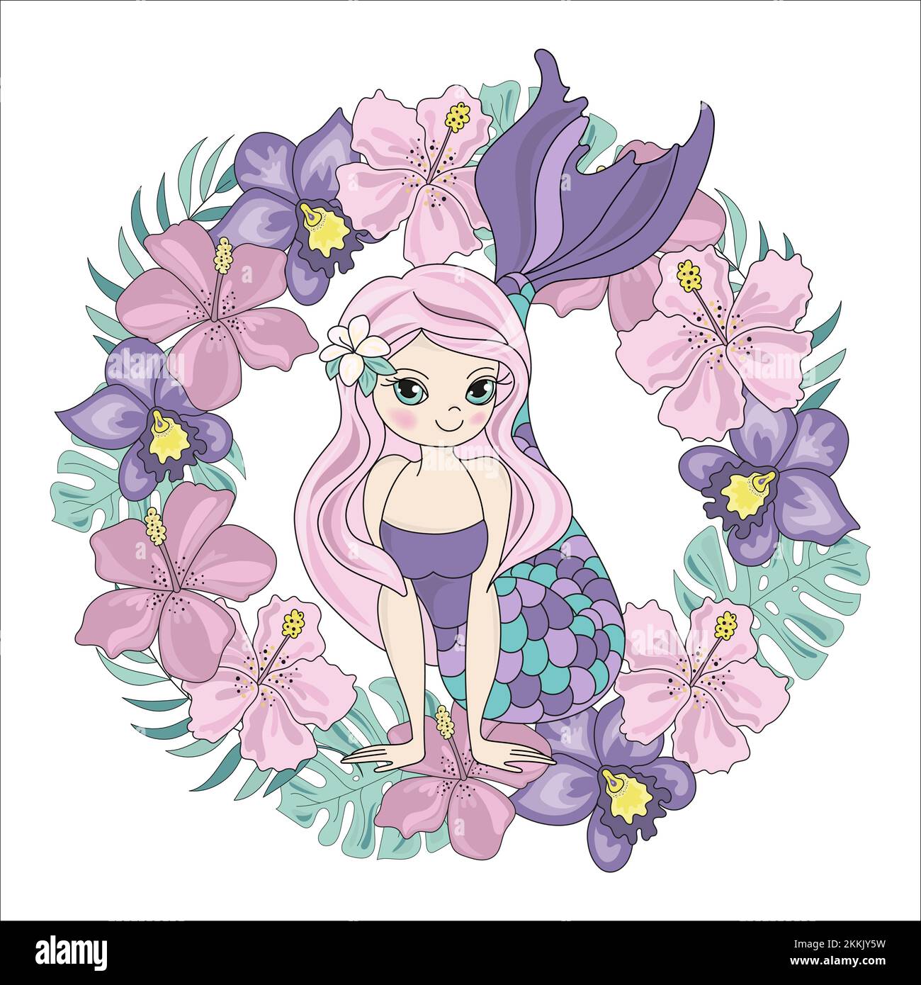 Girl wreath Stock Vector Images - Alamy