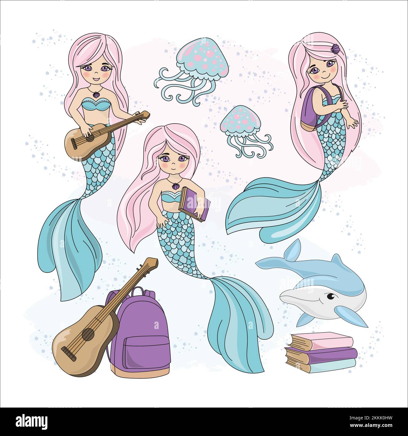 MERMAID KIDS Sea Underwater Princess Girl School Cartoon Travel ...