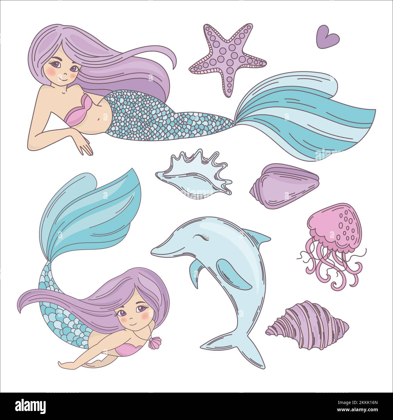 MERMAID OCEAN Princess Girl Cartoon Underwater Sea Travel Tropical Clip ...