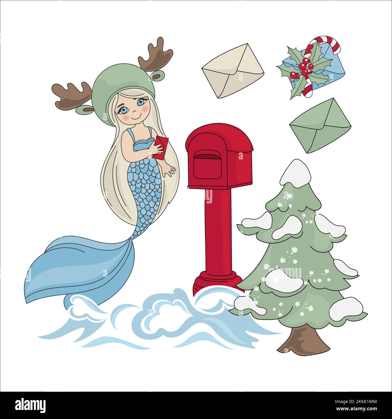 MERMAID MAIL Sea Underwater Princess Girl Cartoon Merry Christmas New ...