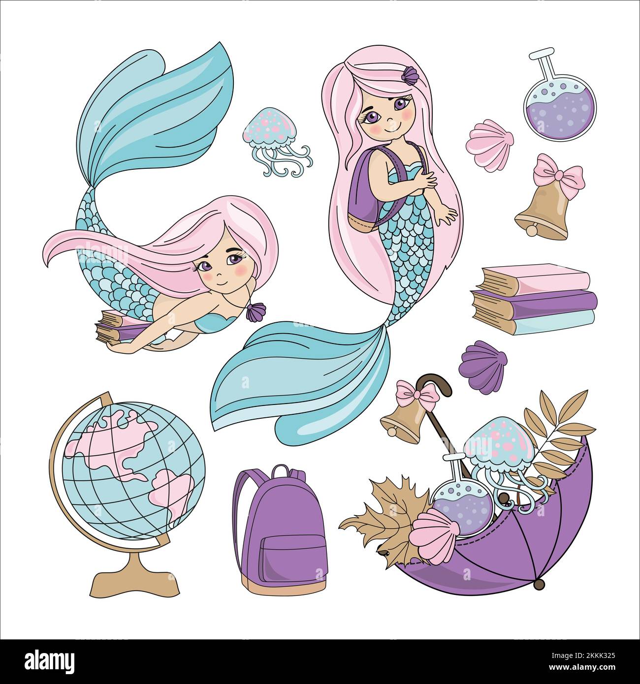MERMAID PUPIL Sea Underwater Princess Girl School Cartoon Character ...