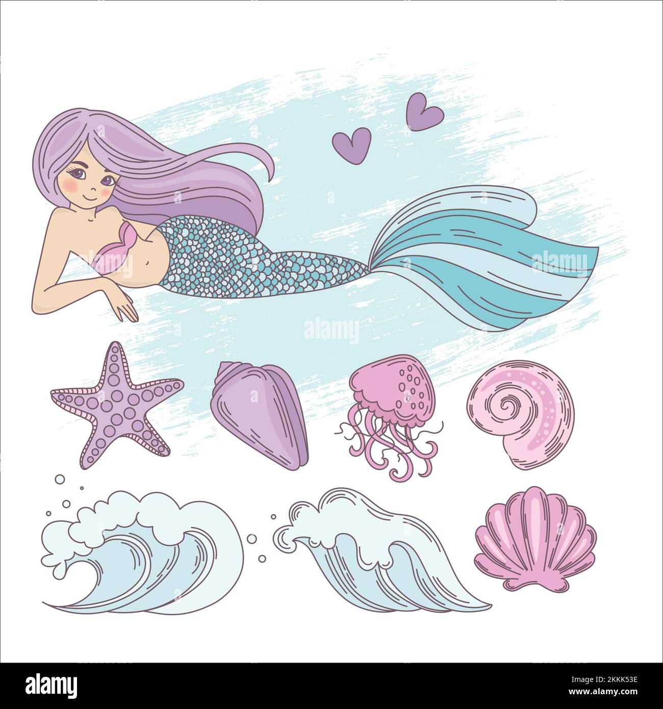 MERMAID WAVE Sea Underwater Princess Girl Cartoon Travel Tropical Clip ...