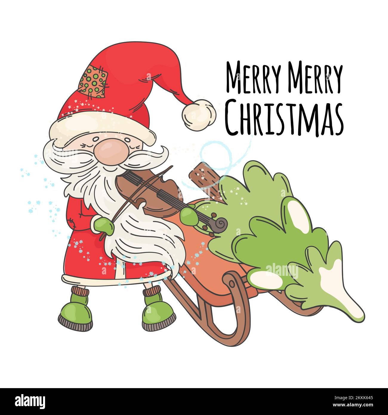 MERRY CHRISTMAS SONG New Year Violin Santa Claus Cartoon Musician ...