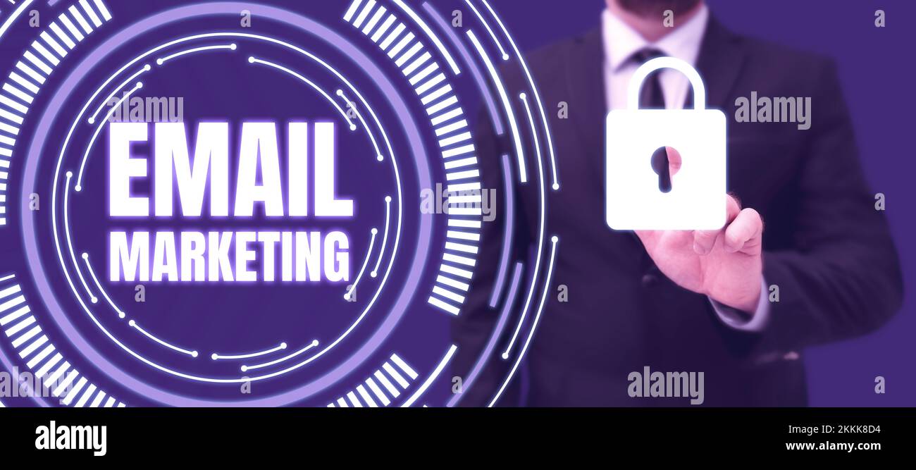 Text showing inspiration Email Marketing. Business approach act of ...