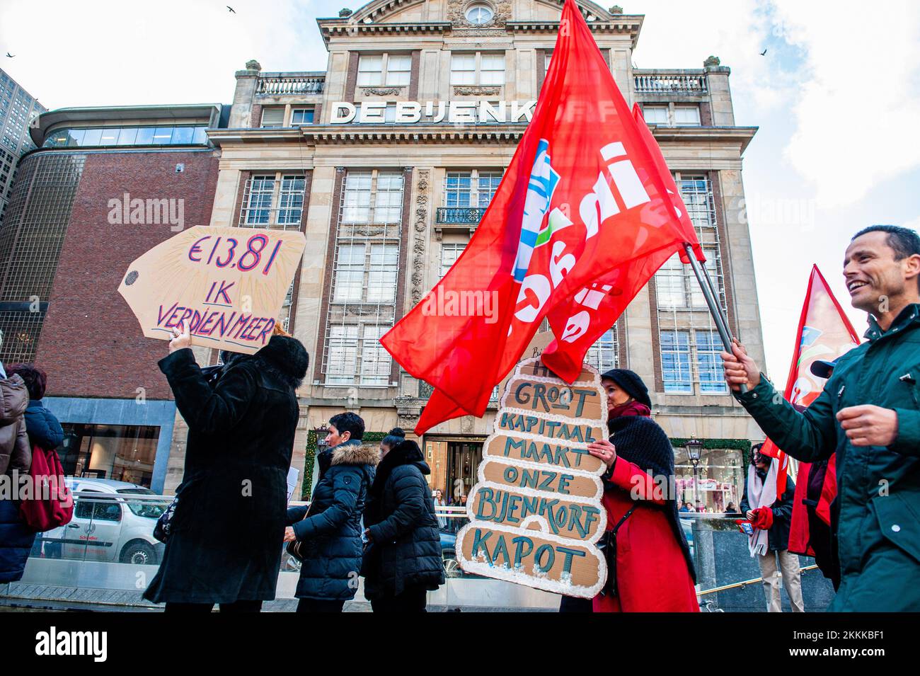 Amsterdam, Netherlands. 25th Nov, 2022. Protesters march with placards ...