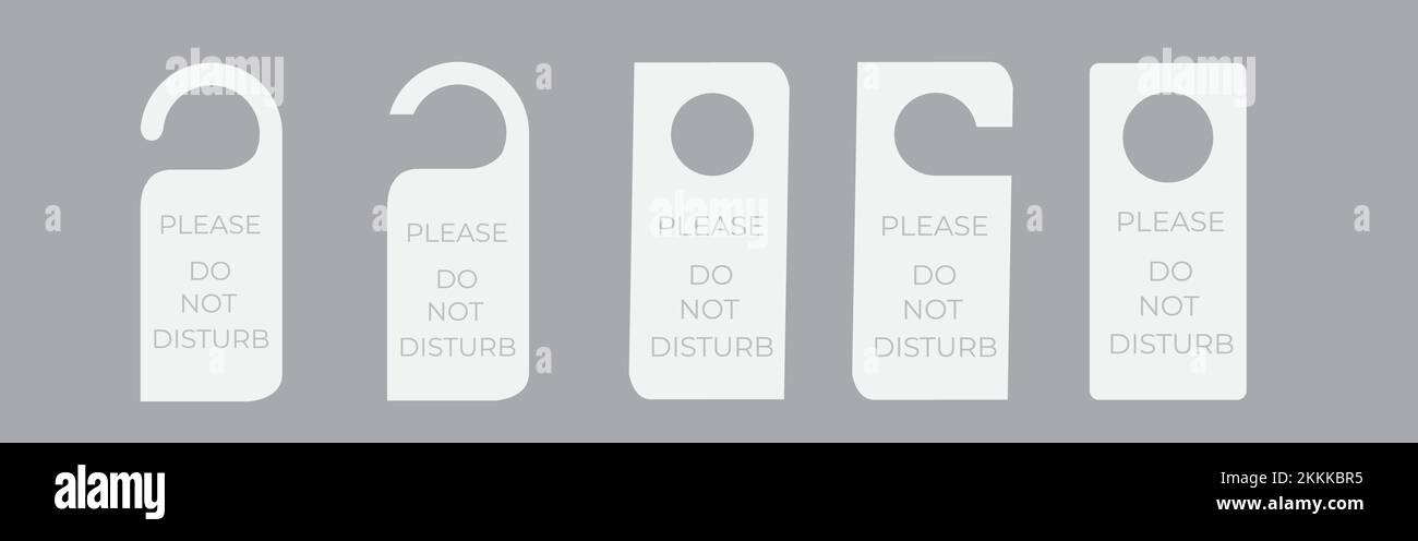 A set of "please do not disturb" designs of door hanger tags Stock ...