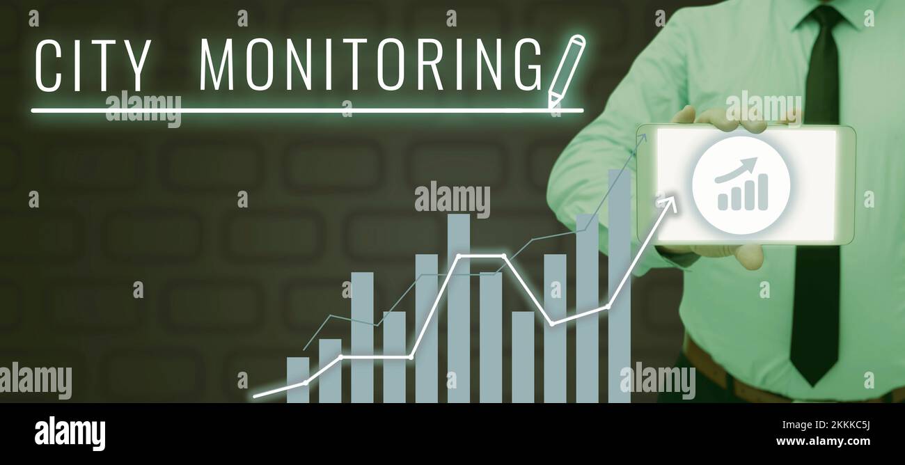 Writing displaying text City Monitoring. Word Written on indicatorlevel ...