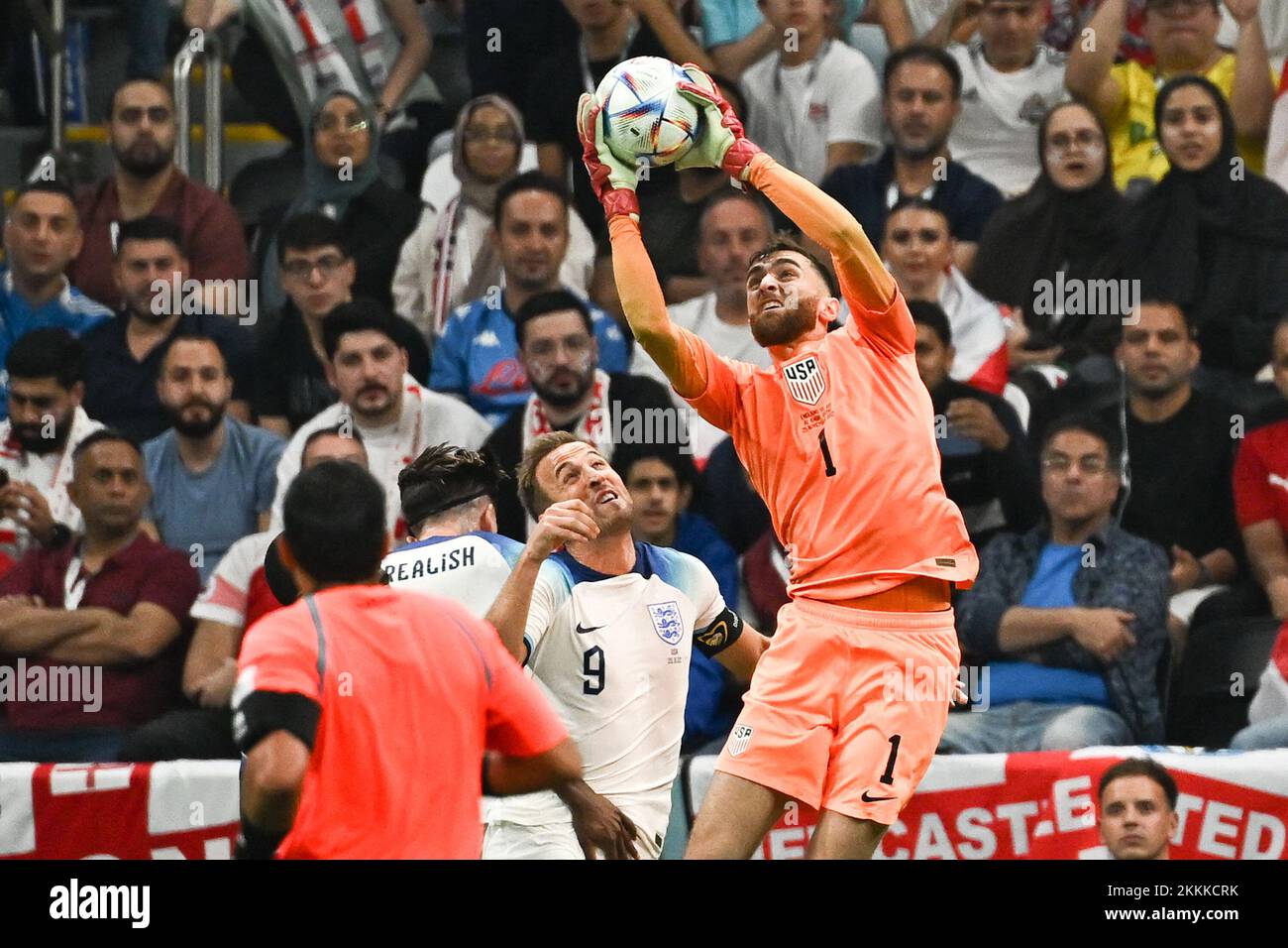 Doha, Qatar. 26th Nov, 2022. Matt Turner of USA and Harry Kane of ...