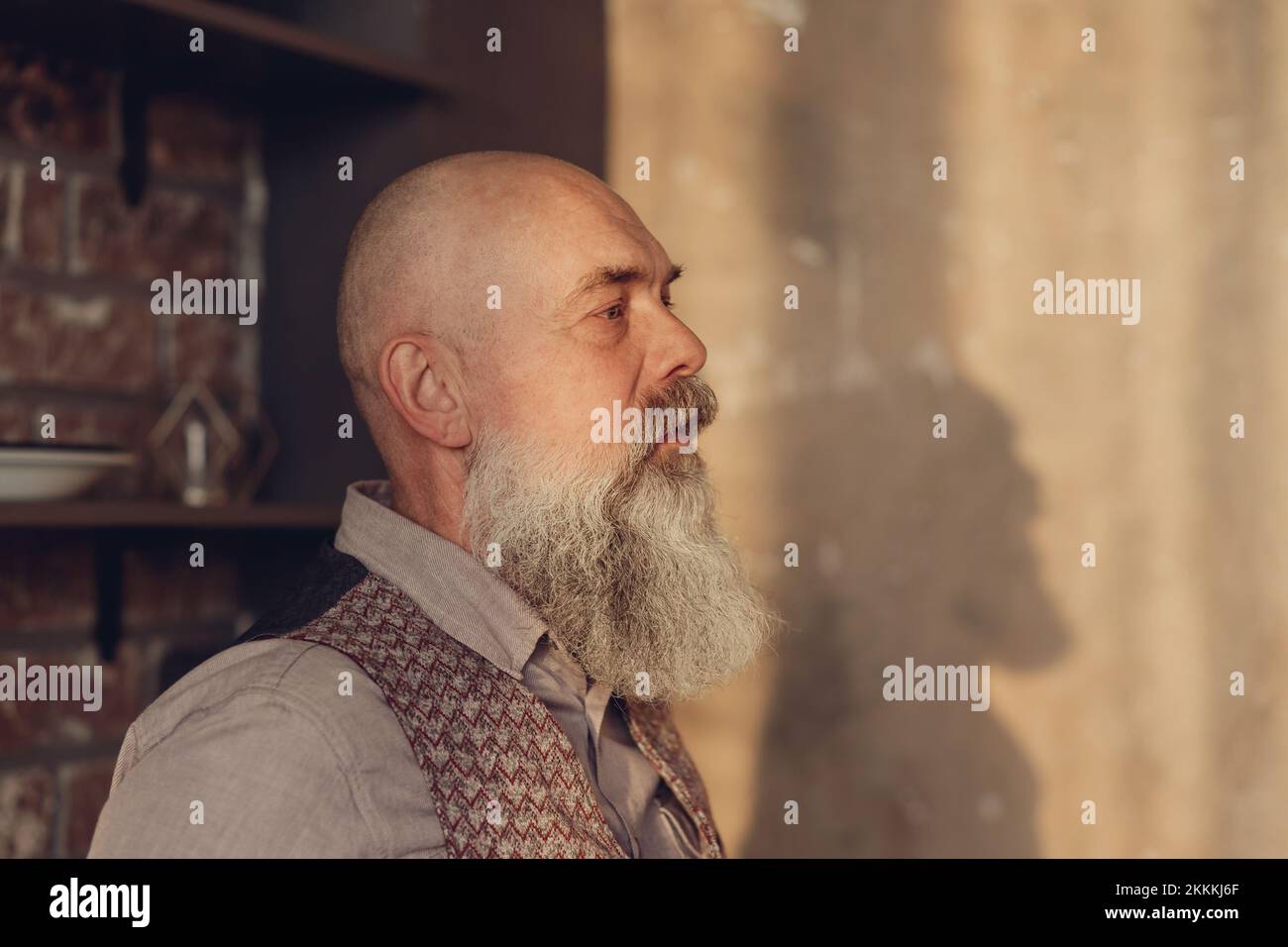 side view. portrait of a mature bearded man Stock Photo - Alamy