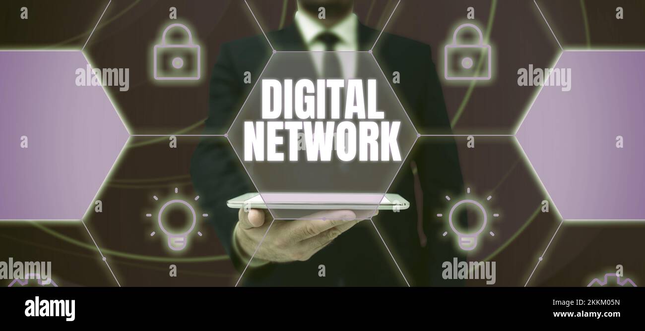 Conceptual caption Digital Network. Internet Concept network ...