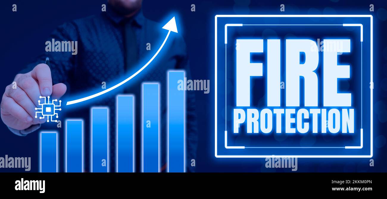 Text showing inspiration Fire Protection, Internet Concept measures ...
