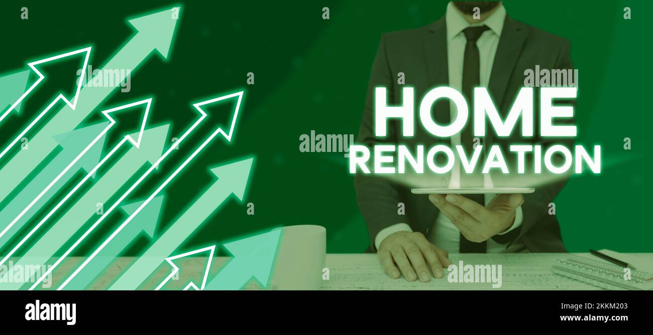 Inspiration showing sign Home Renovation. Business idea process of ...