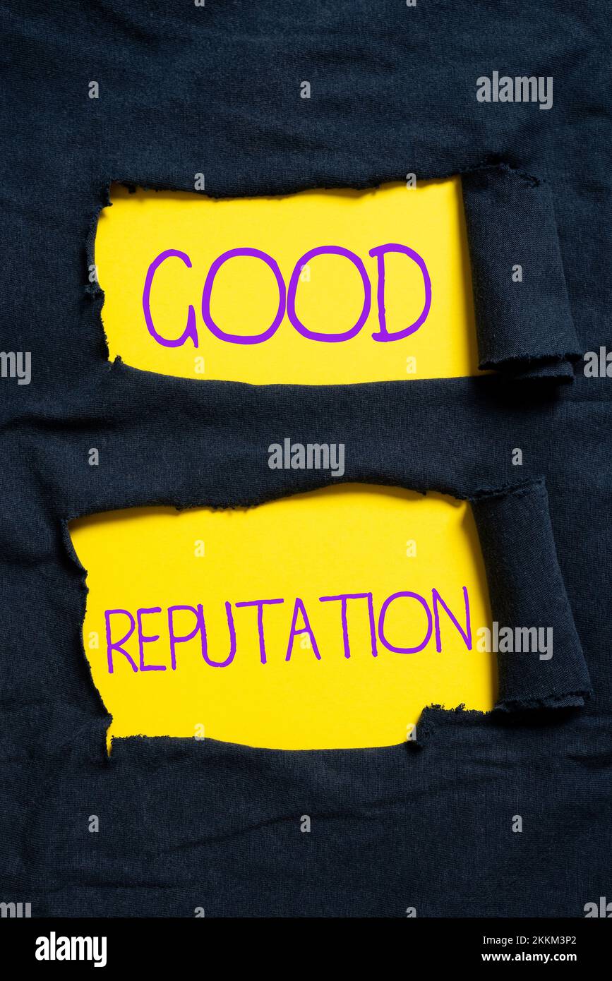 Text sign showing Good Reputation. Concept meaning customer lays his or ...