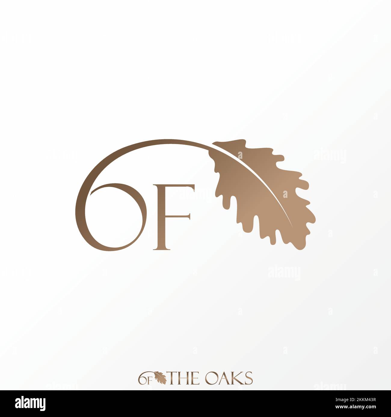 unique letter or word OF serif font with oak leaf shape image graphic ...