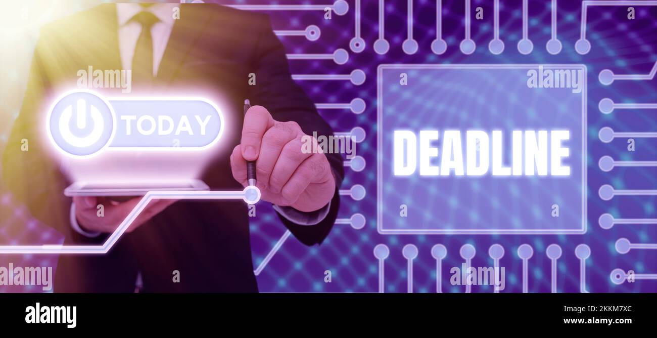 Conceptual caption Deadline. Business idea Period of time by which ...