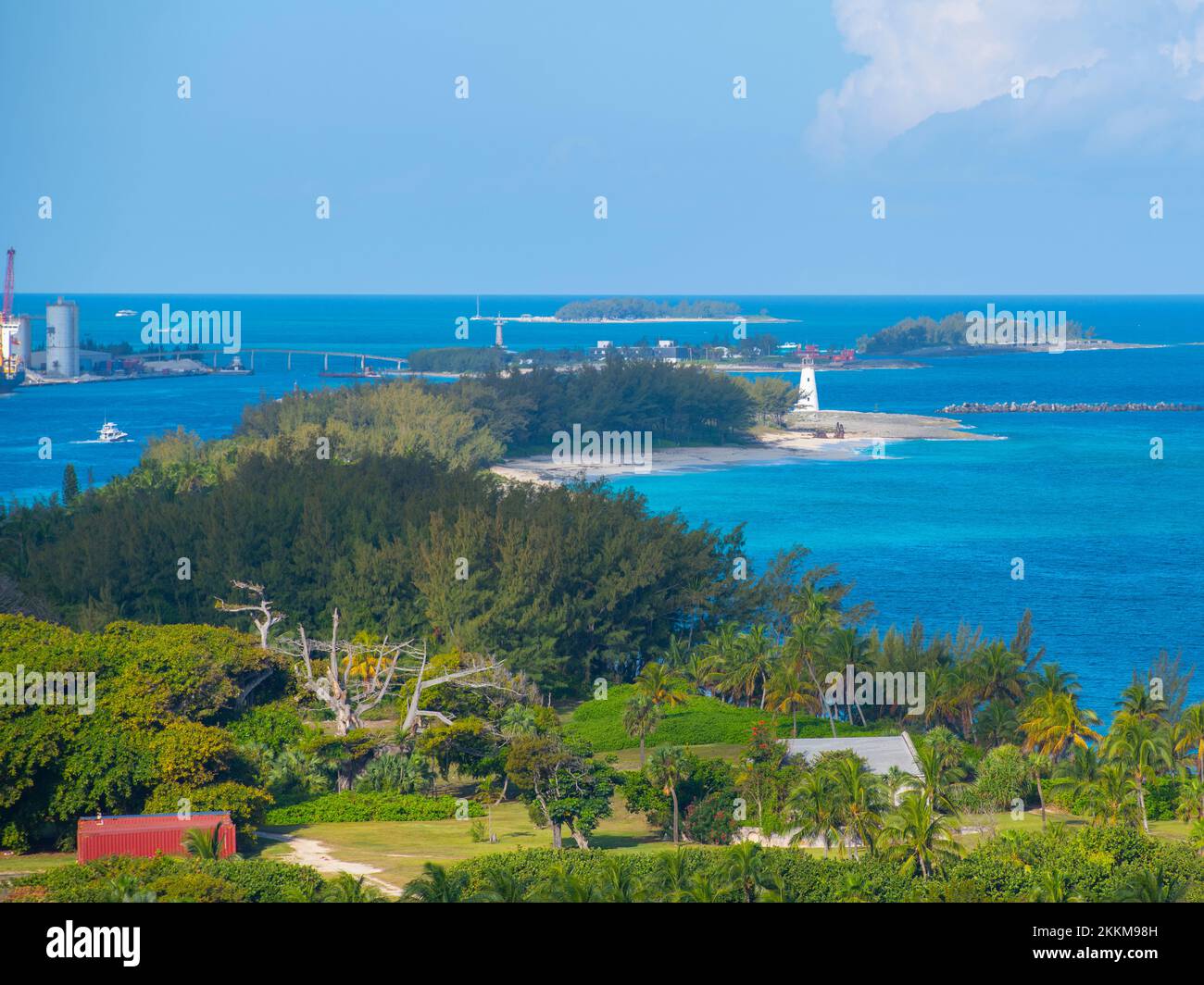 Nassau Harbour Lighthouse on Paradise Island, Nassau, Bahamas Stock ...