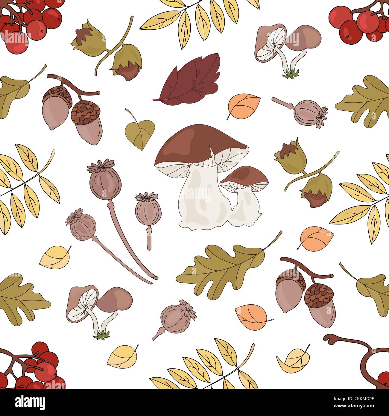 NUT LANDSCAPE Nature Forest Mushroom Autumn Fall Season Leaves Cartoon ...
