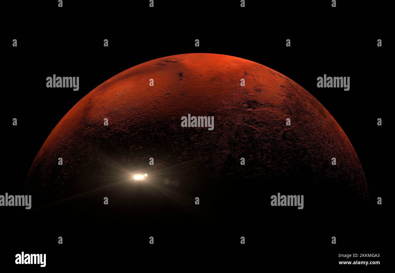Satellite orbiting Mars, illustration Stock Photo - Alamy