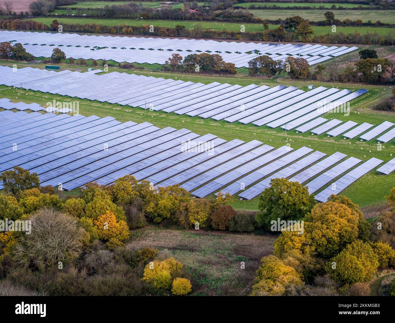 Solar panels field aerial uk hi-res stock photography and images - Alamy