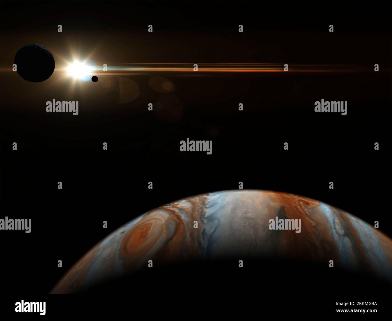 Jupiter and moons, illustration Stock Photo - Alamy