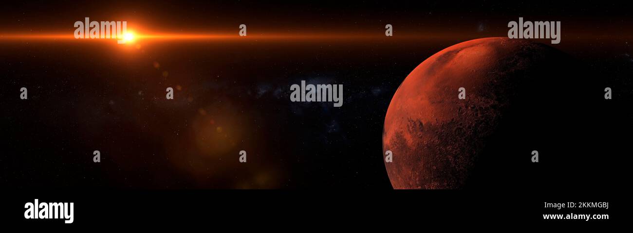 Sunrise over Mars, illustration Stock Photo - Alamy