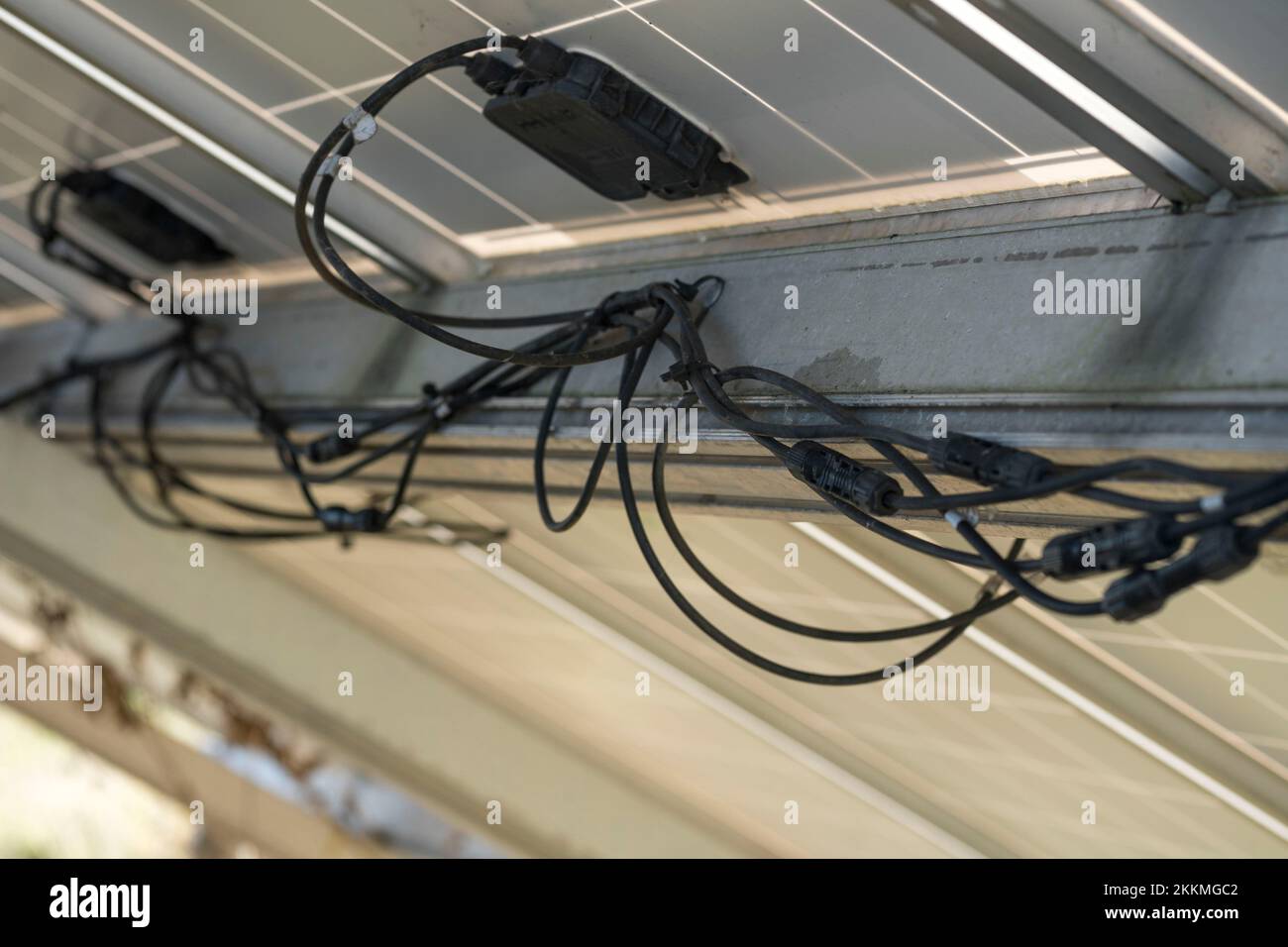 Wires and connections on solar panel Stock Photo - Alamy
