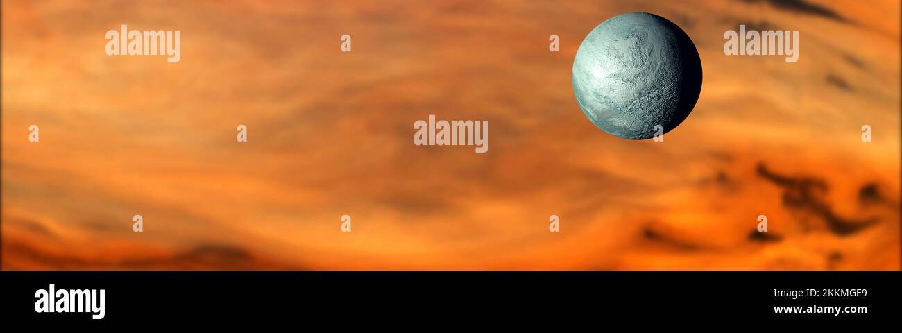 Moon orbiting a gas giant planet, illustration Stock Photo - Alamy