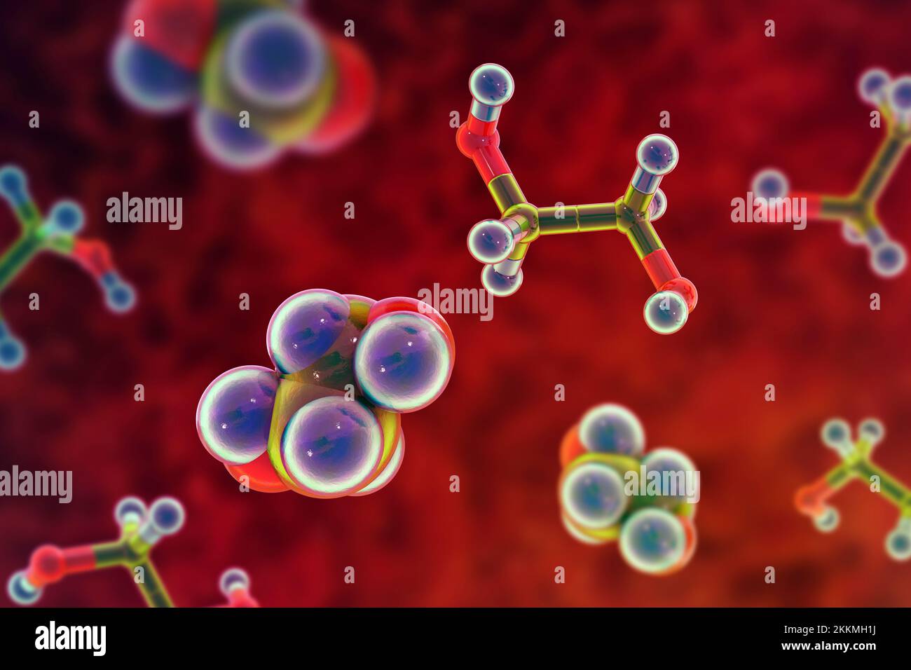 Ethylene glycol molecule, 3D illustration Stock Photo - Alamy