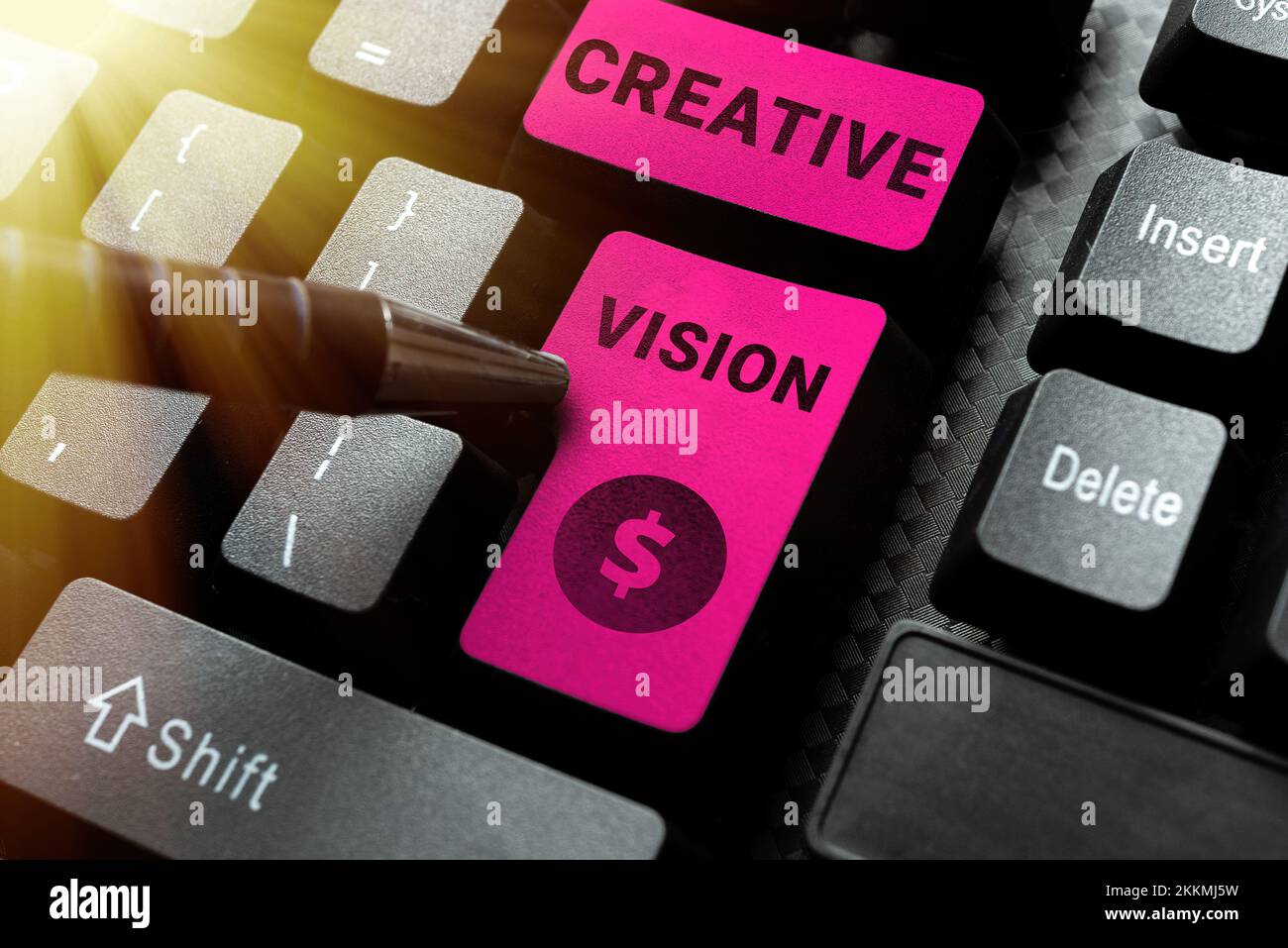 Text showing inspiration Creative Vision. Business idea process of ...