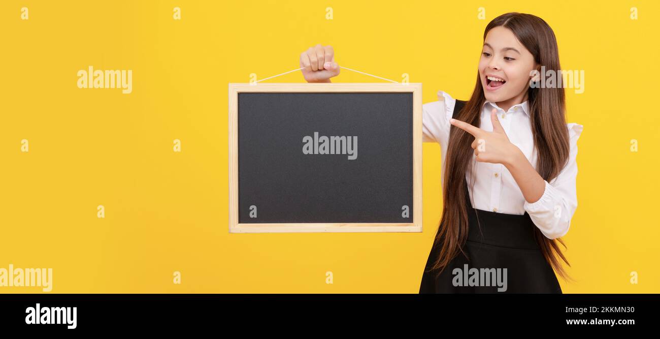 child advertising. back to school. kid presenting novelty information ...