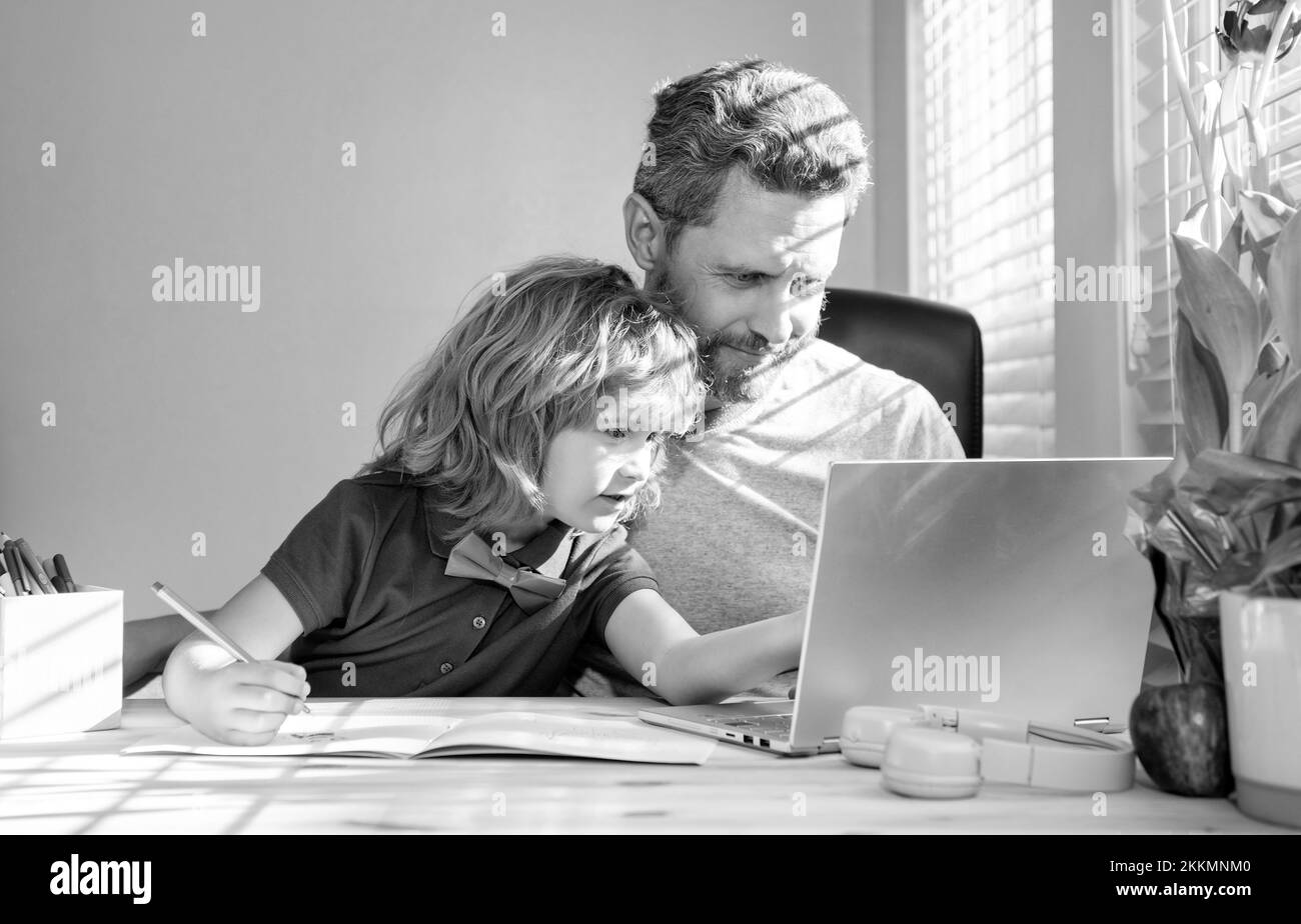 boy do homework with private teacher. webinar video lesson. online ...