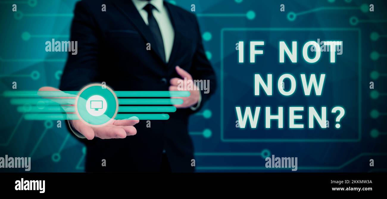 Text sign showing If Not Now Whenquestion. Business overview Action ...