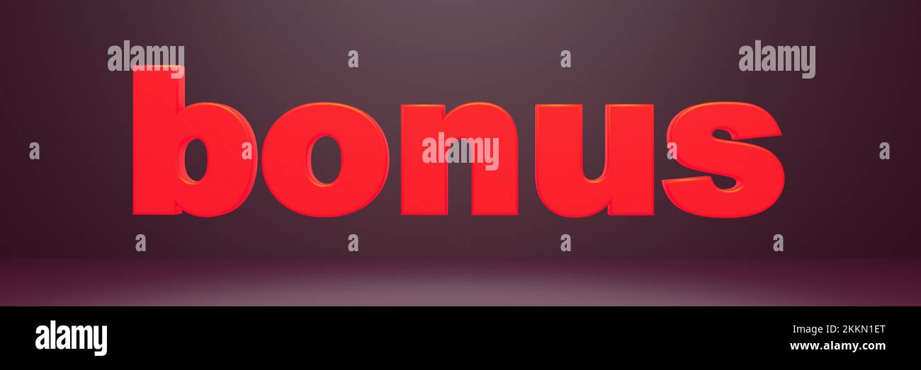 Bonus red text 3d render, web lettering banner Stock Photo - Alamy