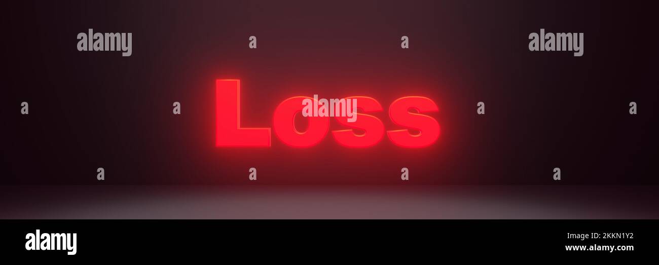 Loss red neon lighting text 3d render, lettering banner Stock Photo - Alamy