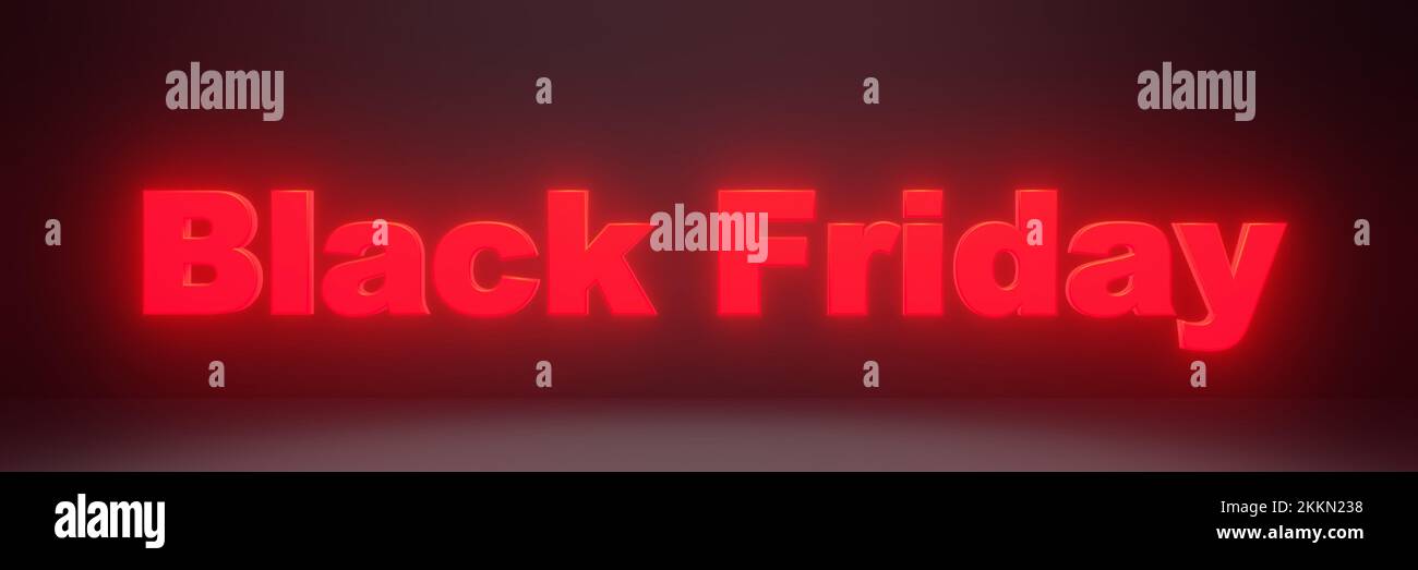 black friday red neon lighting text 3d render, lettering web discount ...