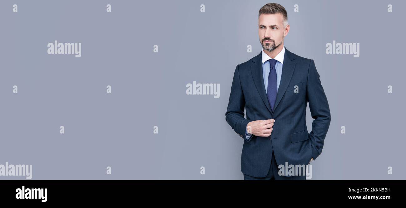 confident businessman man in businesslike suit, copy space, ceo. Man ...