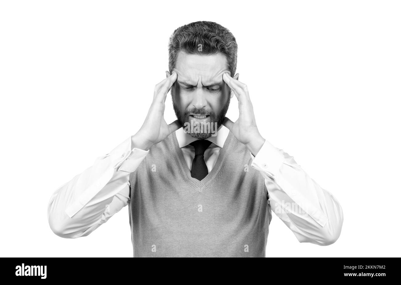 stressed businessman in business casual style having headache isolated ...