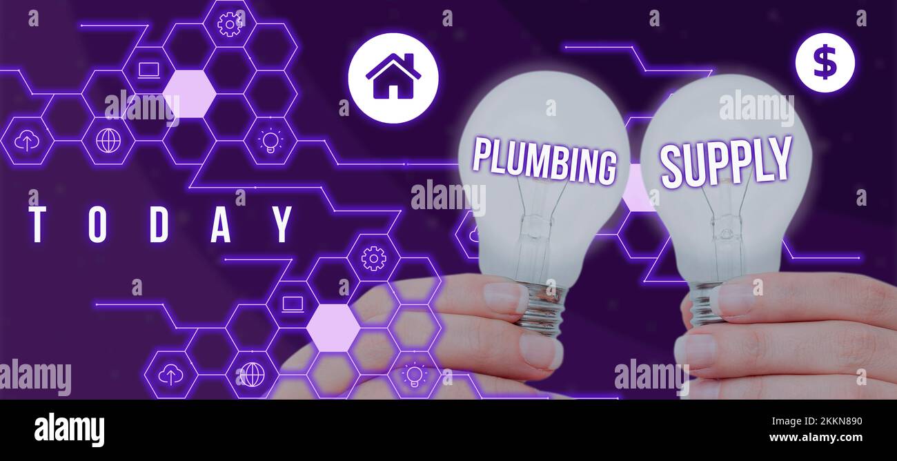 Sign displaying Plumbing Supply, Business overview tubes or pipes ...