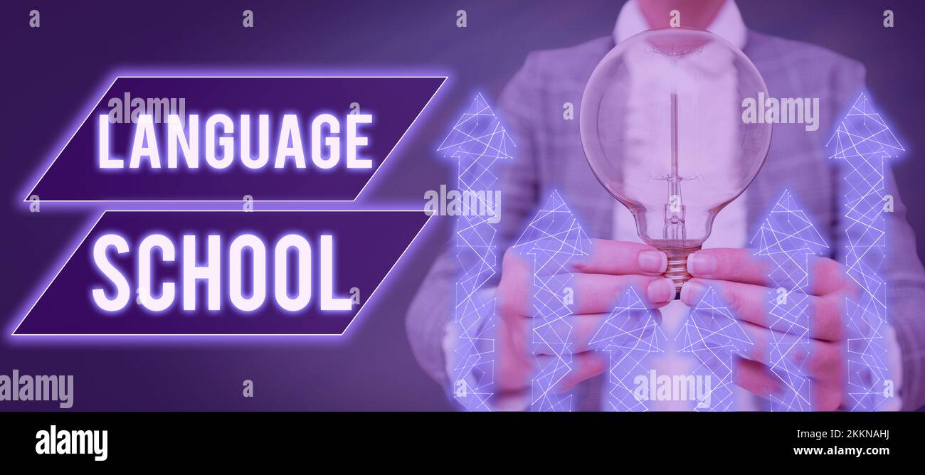 Inspiration showing sign Language School. Business concept educational ...