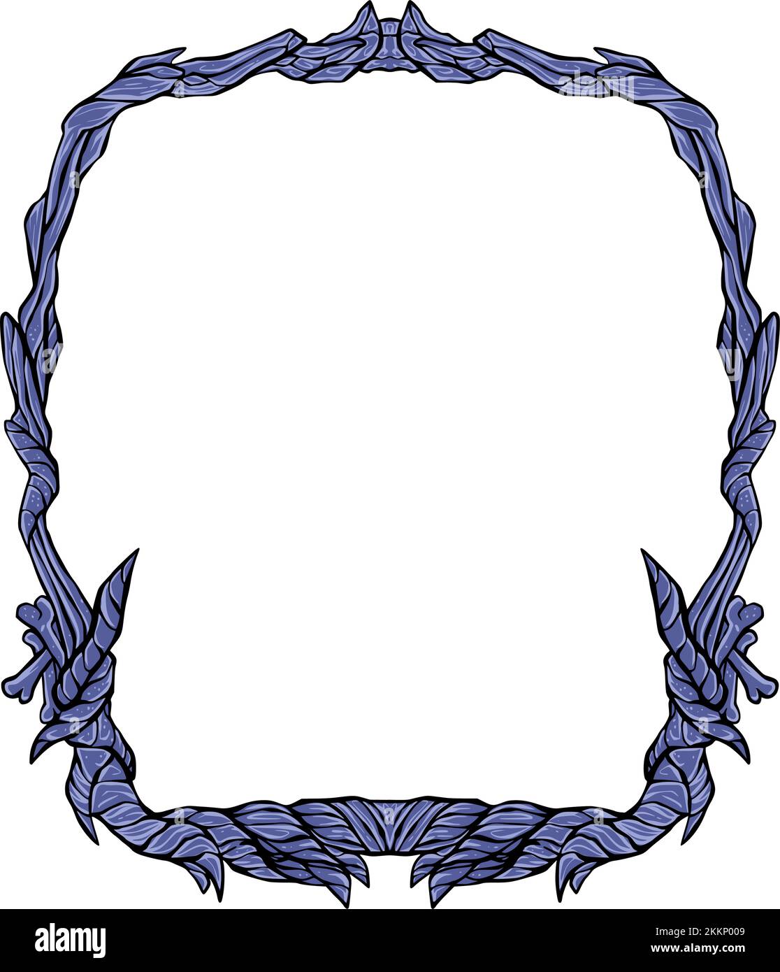 An illustrated simplistic blue horror-style picture frame isolated on a ...