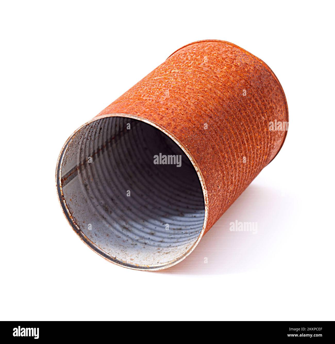 Rust tin cans isolated on white background. Rusting metal gives any ...