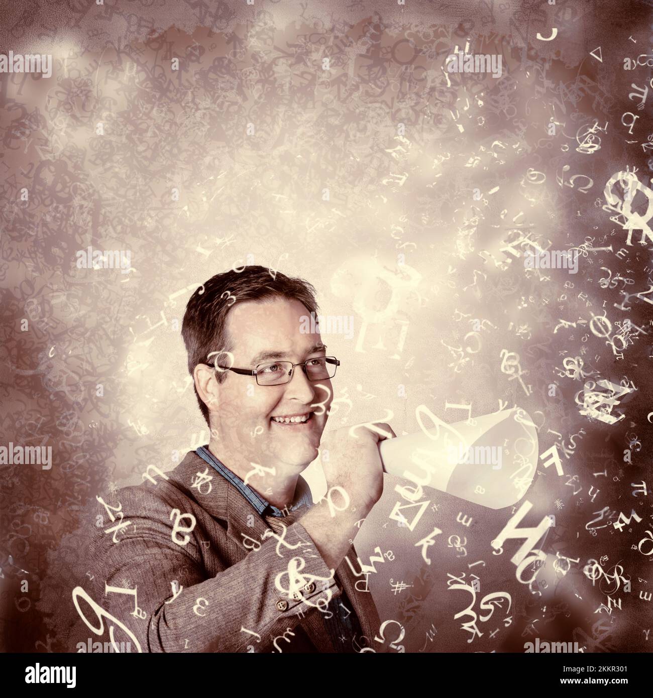 Megaphone man making loud business hi-res stock photography and images ...