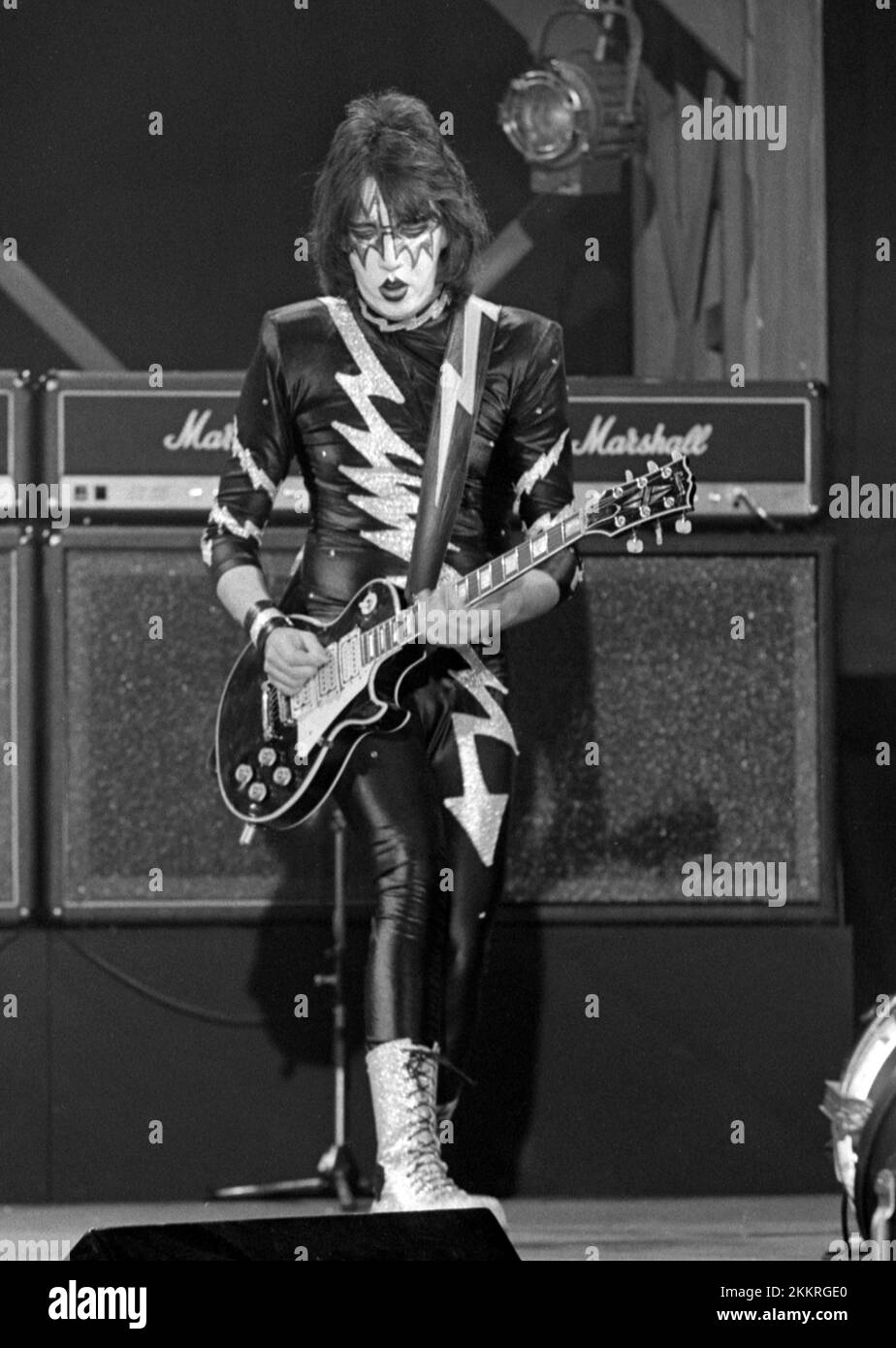 Ace Frehley of Kiss perform in concert during 'The Elder' Album in 1981 ...