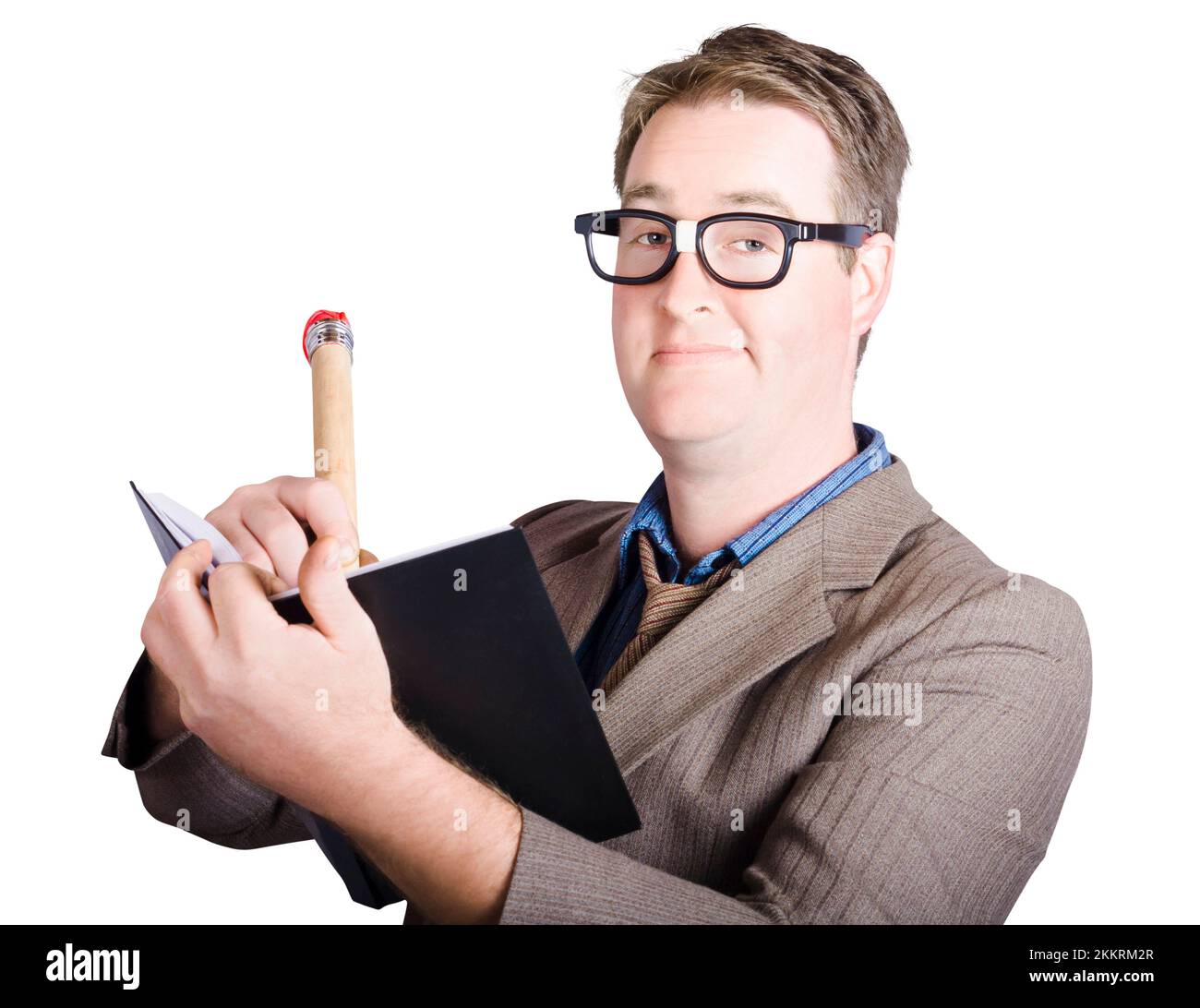 Smart male office personal advisor writing huge schedule of events ...