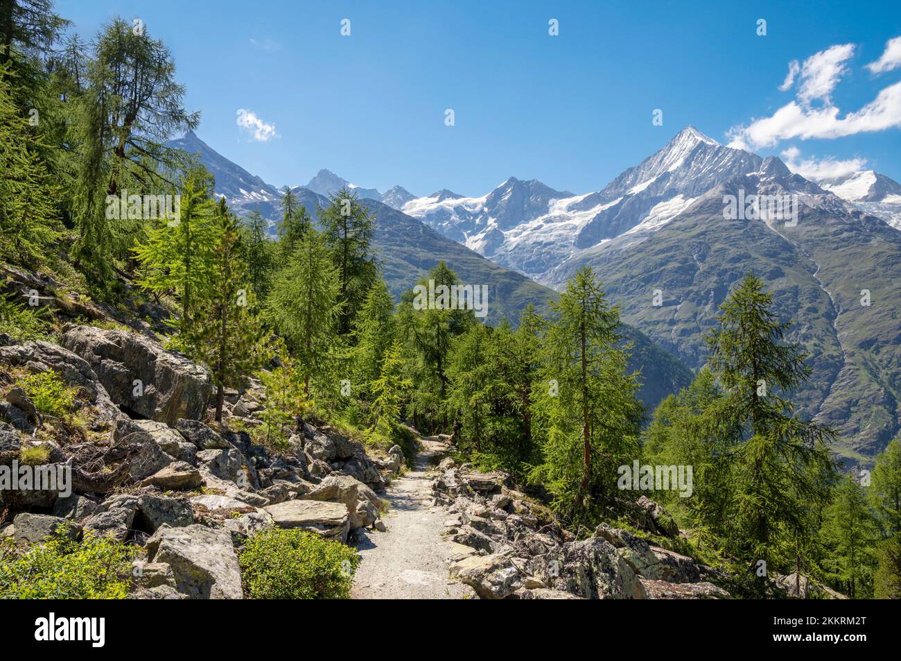The Weisshorn peak in Walliser alps over the Mattertal valley Stock ...