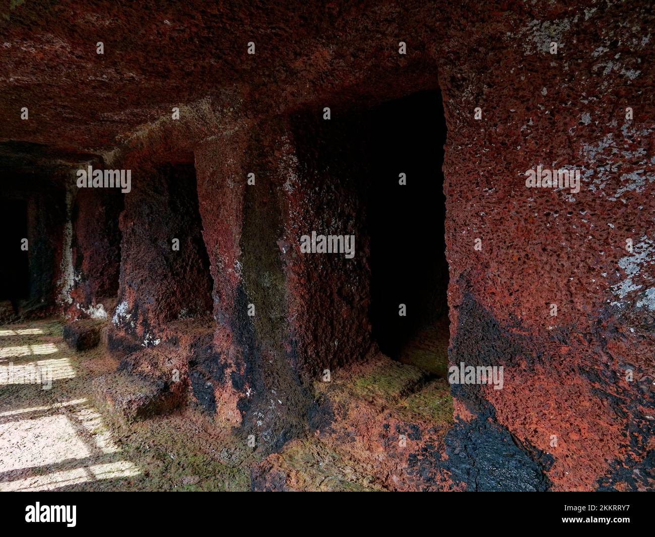 Inside view of Arvalem Caves excavated in to the laterite hill in 6th ...