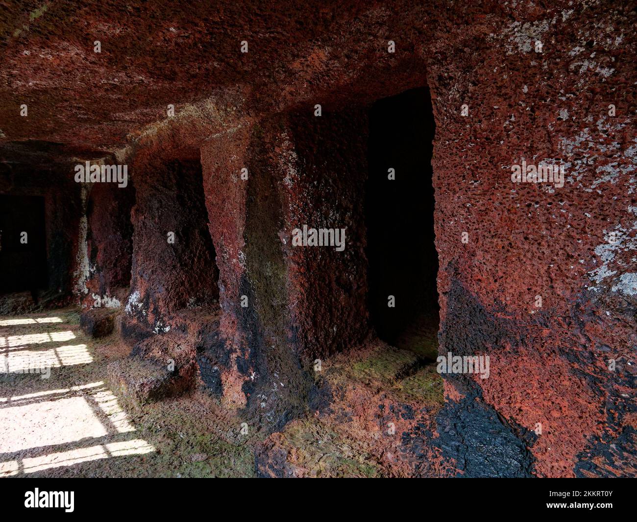 Inside view of Arvalem Caves excavated in to the laterite hill in 6th ...