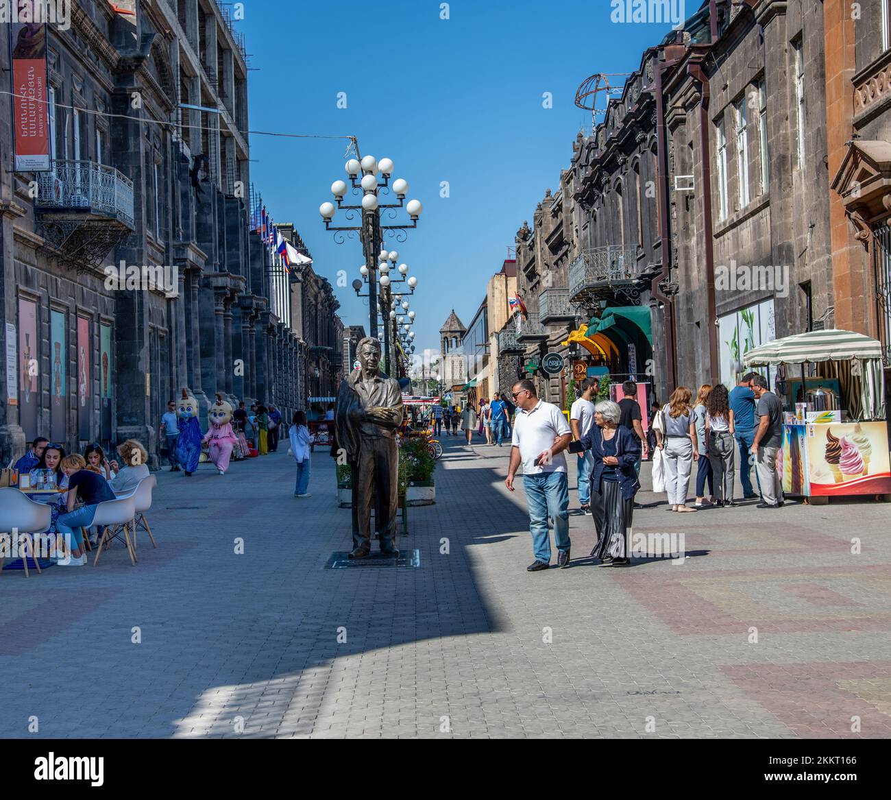 Statue of Kirk Kerkorian in Abpovyan St. Gyumri, Armenia Stock Photo ...
