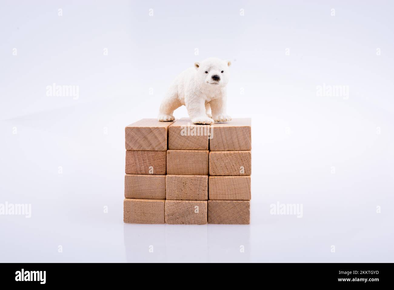 Polar bear is on the bullding blocks on white bakcground Stock Photo ...